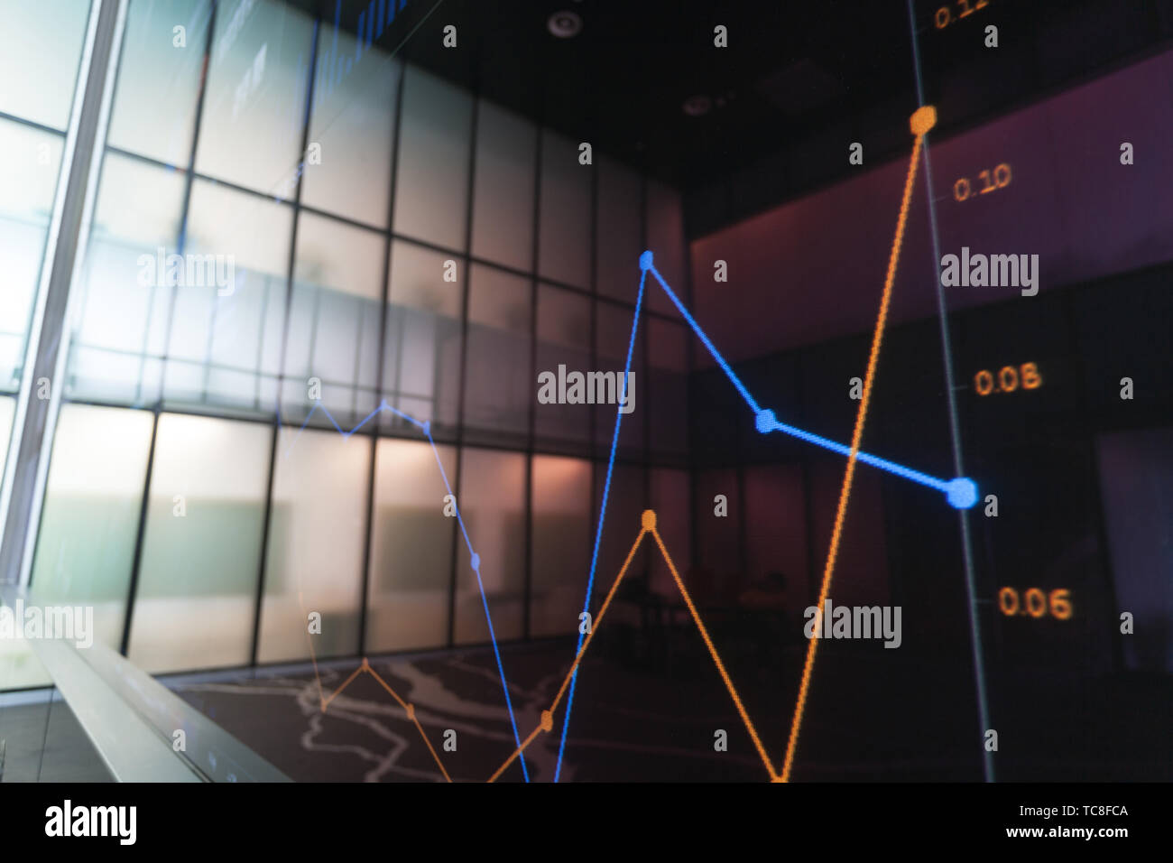 Chart with data on screen Stock Photo - Alamy