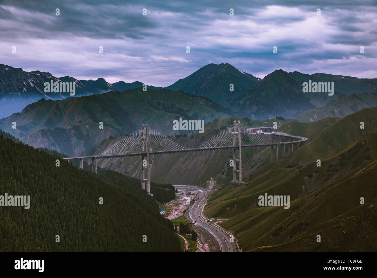 Scenery of Guozigou Bridge in Xinjiang Stock Photo - Alamy