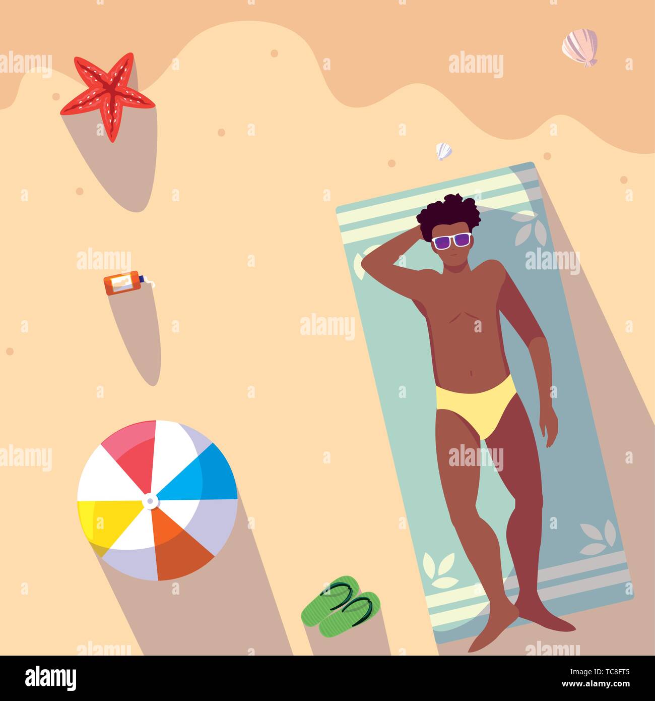 man with swimsuit tanning in the beach Stock Vector Image & Art - Alamy