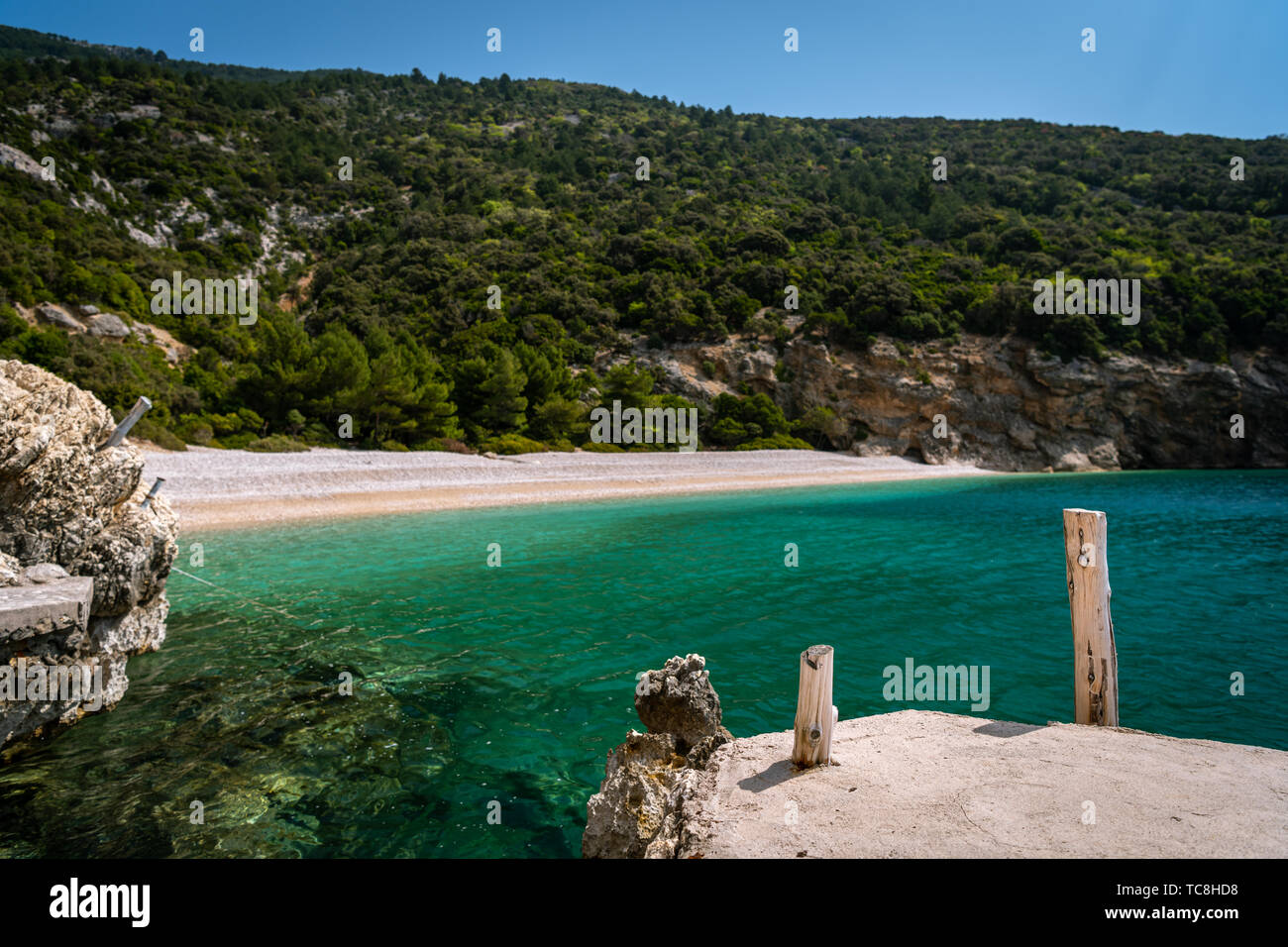Bay (Plava grota) near Lubenice (Cres, Croatia) on a sunny day in ...
