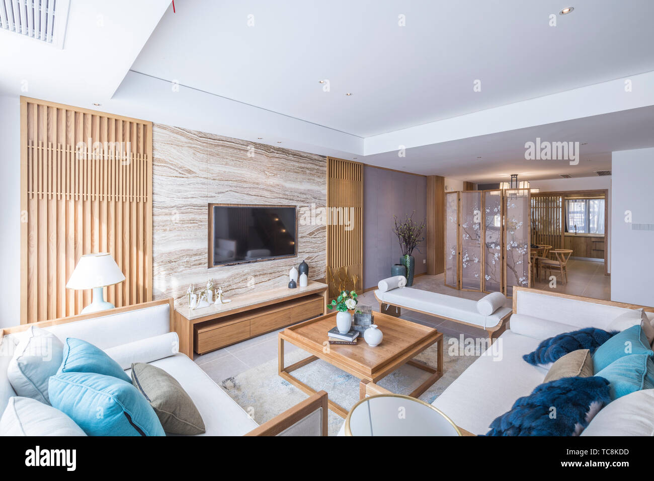 Design of interior design space of model room in modern living room ...