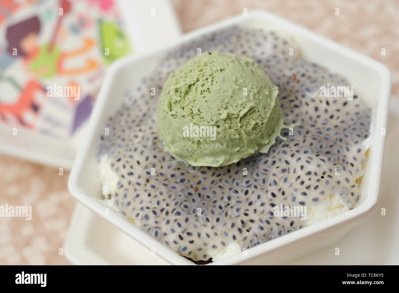 Snow Mountain Black Pearl Matcha Ice Cream Dessert Stock Photo - Alamy