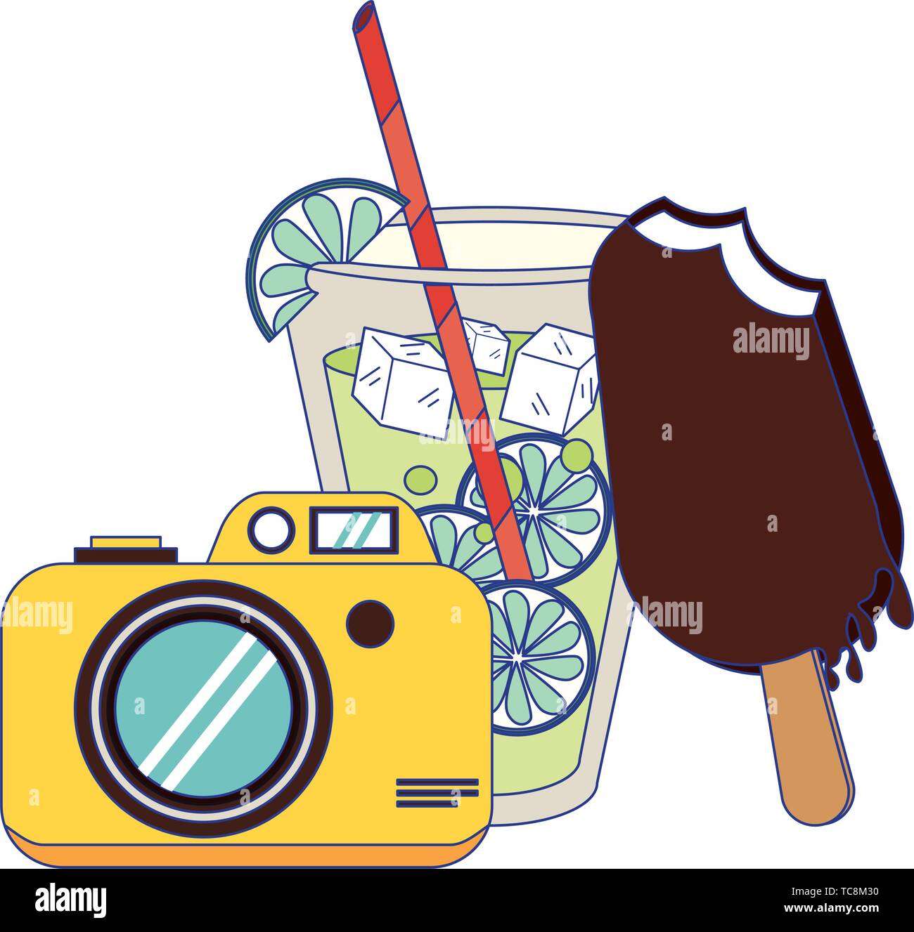 Lemonade with ice cream and camera cartoon Stock Vector Image & Art - Alamy