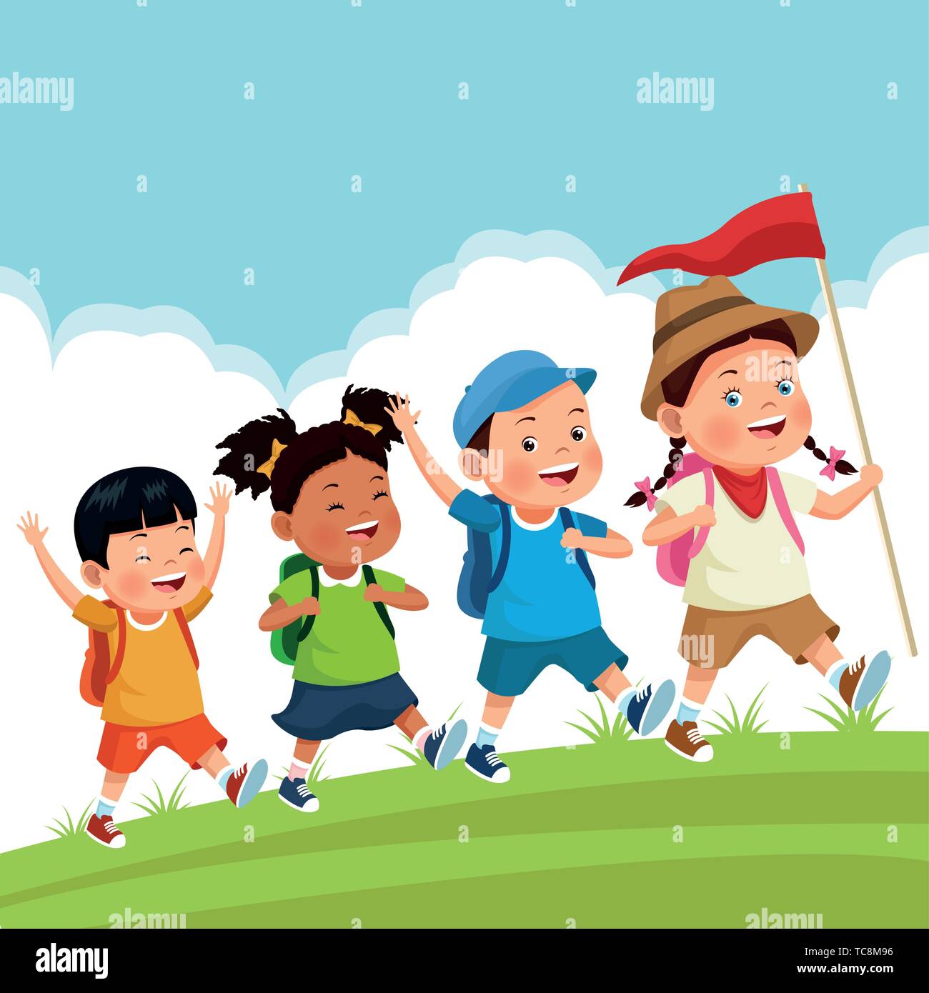 Community walking tour Stock Vector Images - Alamy