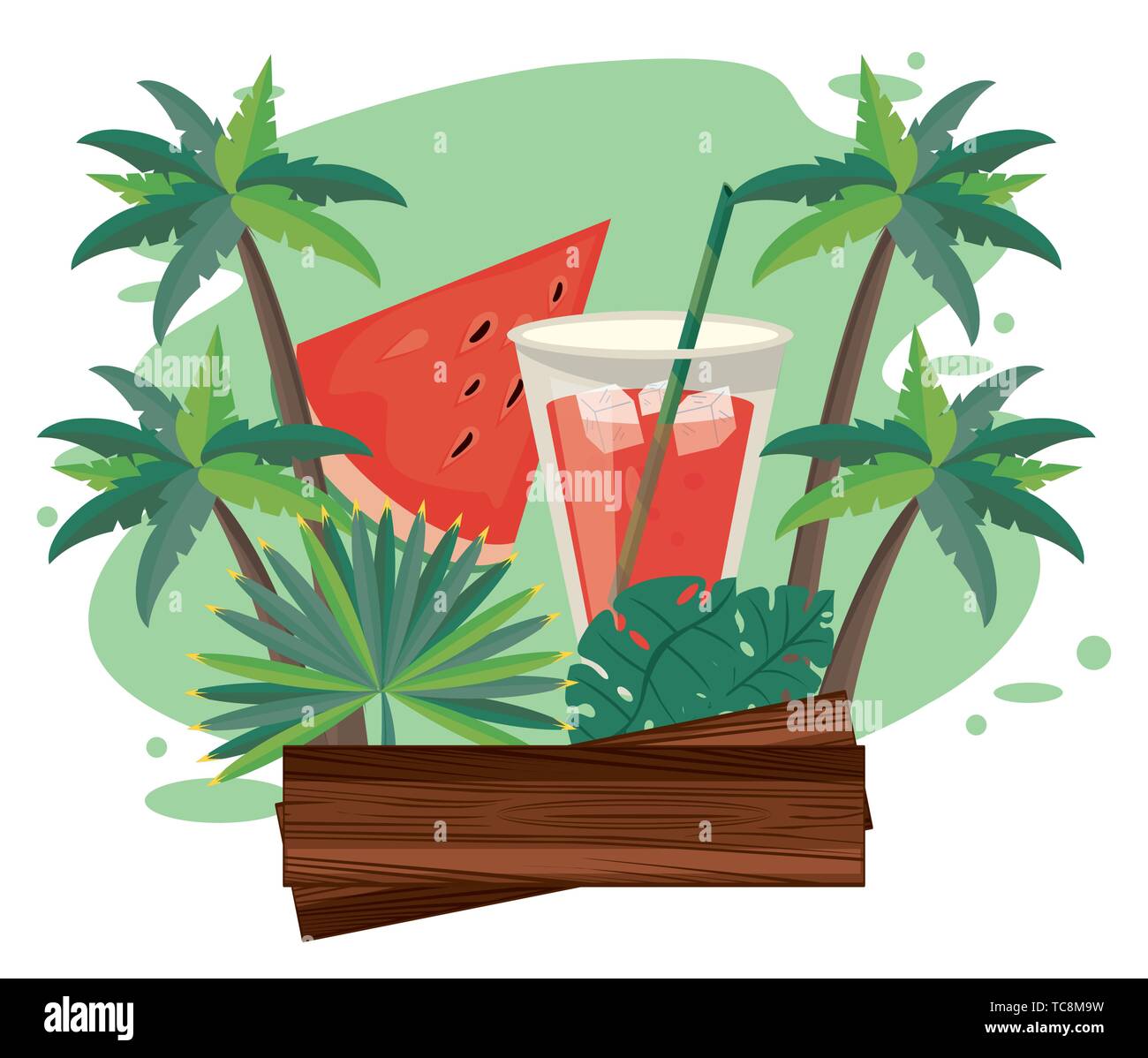Delicious and refreshment drink on beach Stock Vector Image & Art - Alamy