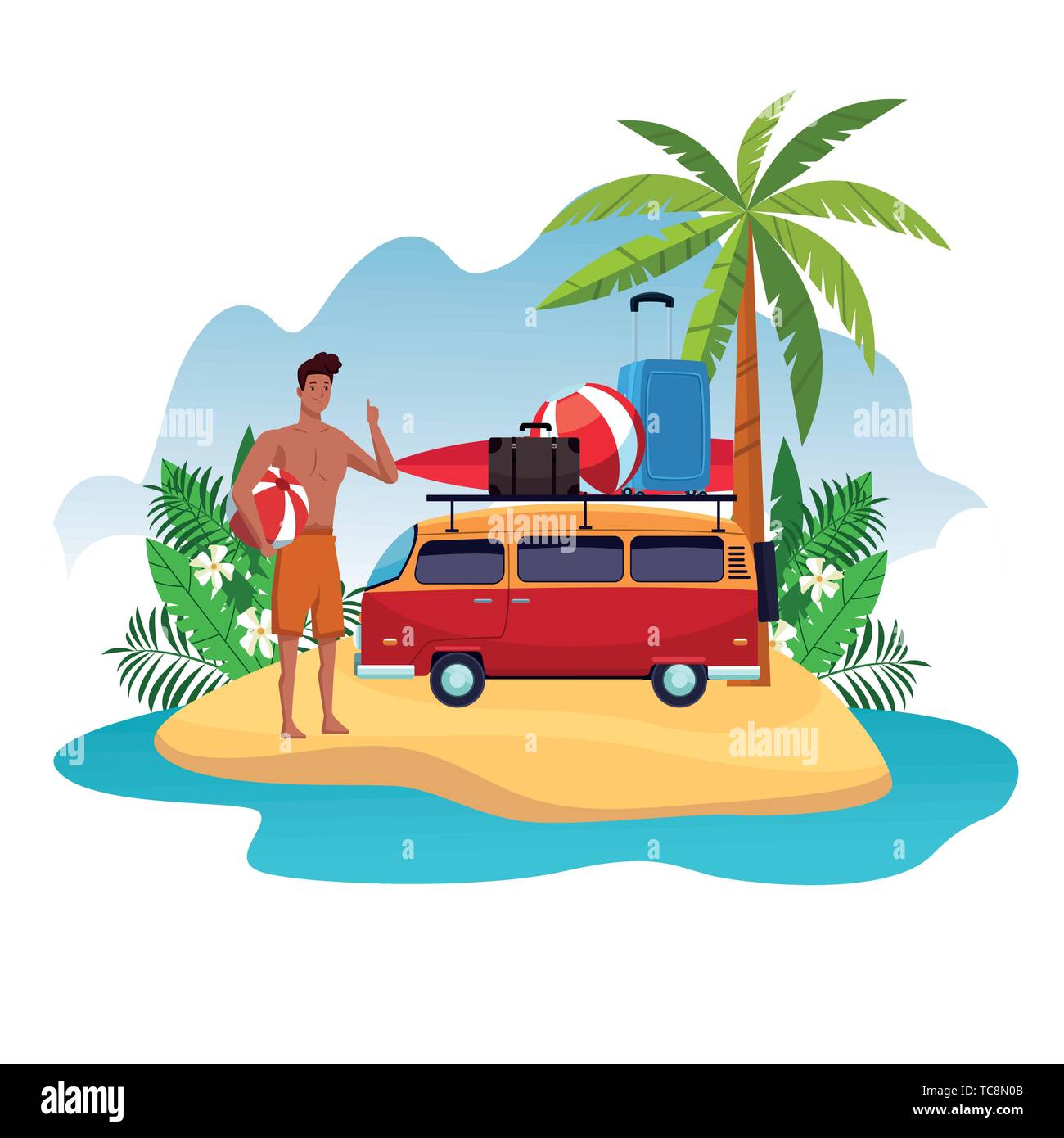 Young man in the beach cartoons Stock Vector Image & Art - Alamy