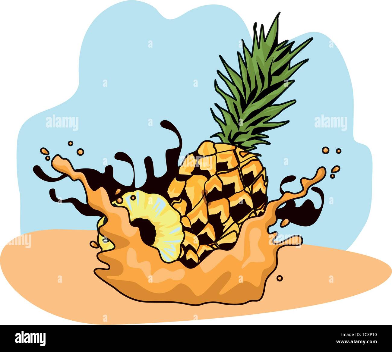 Pineapple with resfreshment drink splash Stock Vector Image & Art - Alamy