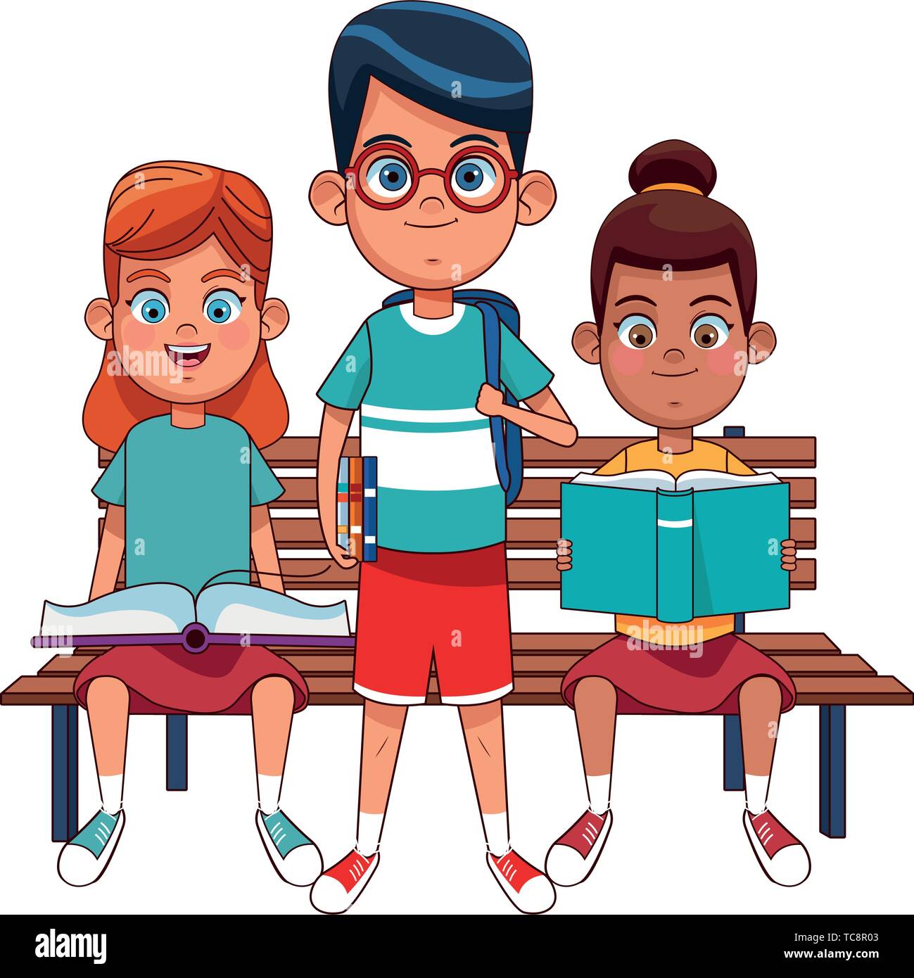 Little girl on a bench Stock Vector Images - Alamy