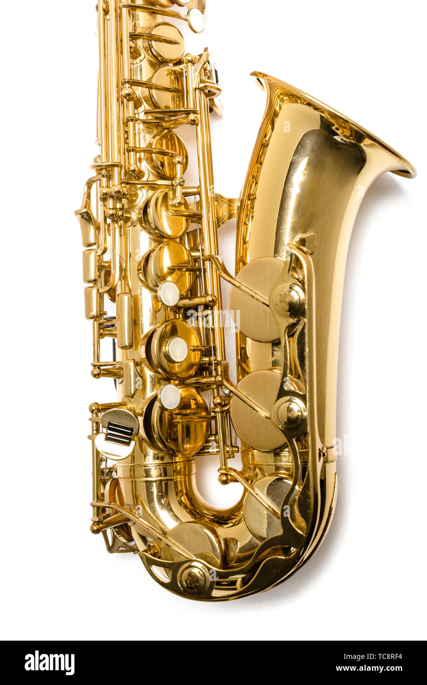Saxophone Jazz instrument isolated Stock Photo - Alamy