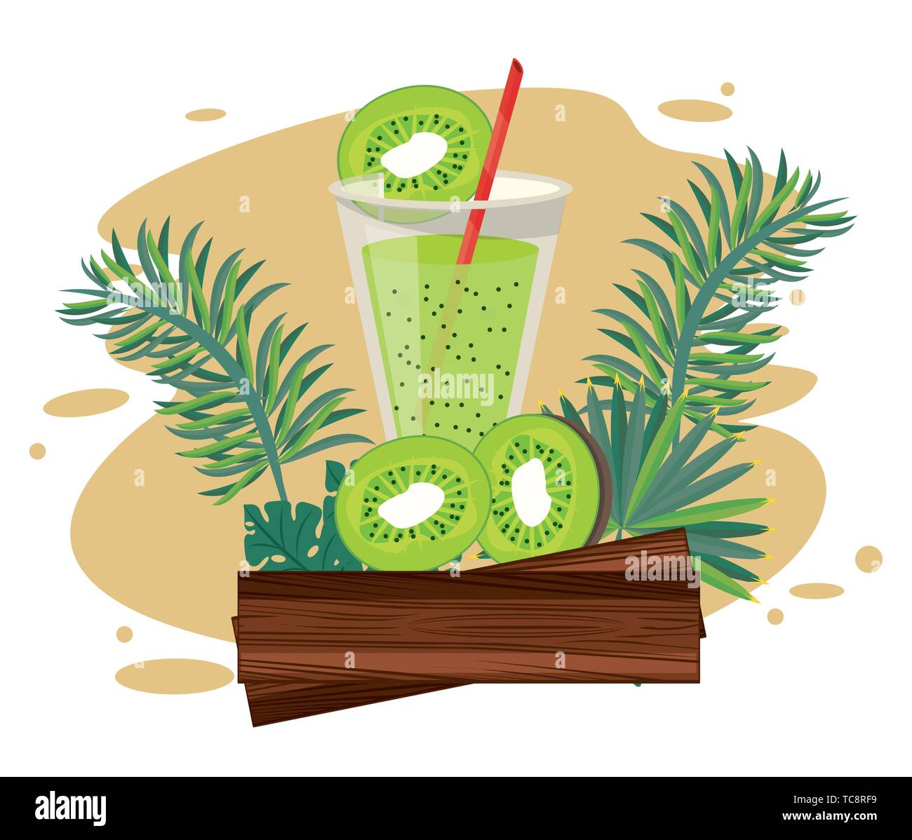 Delicious and refreshment drink on beach Stock Vector Image & Art - Alamy