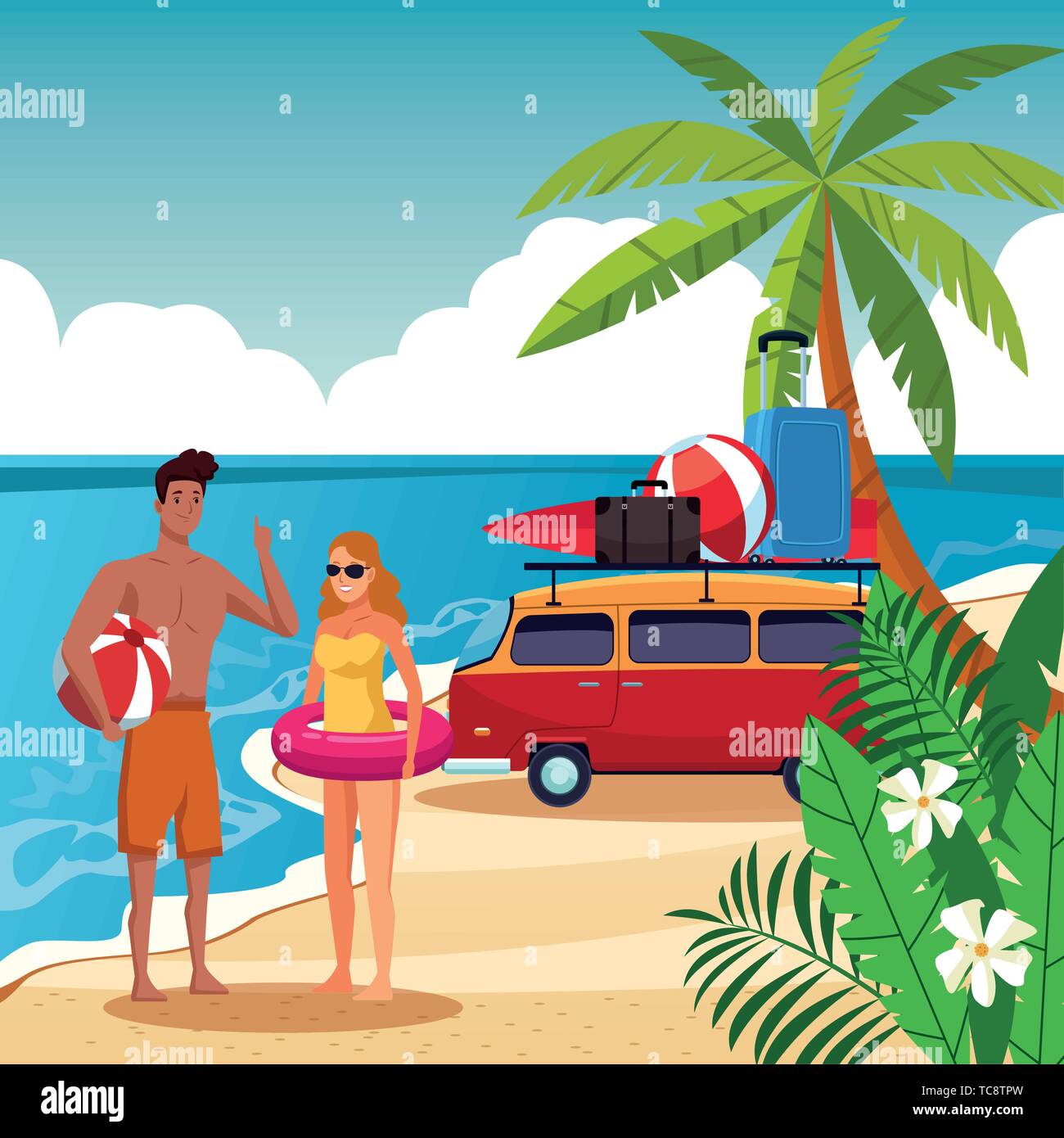 Surf lifestyle couple Stock Vector Images - Alamy