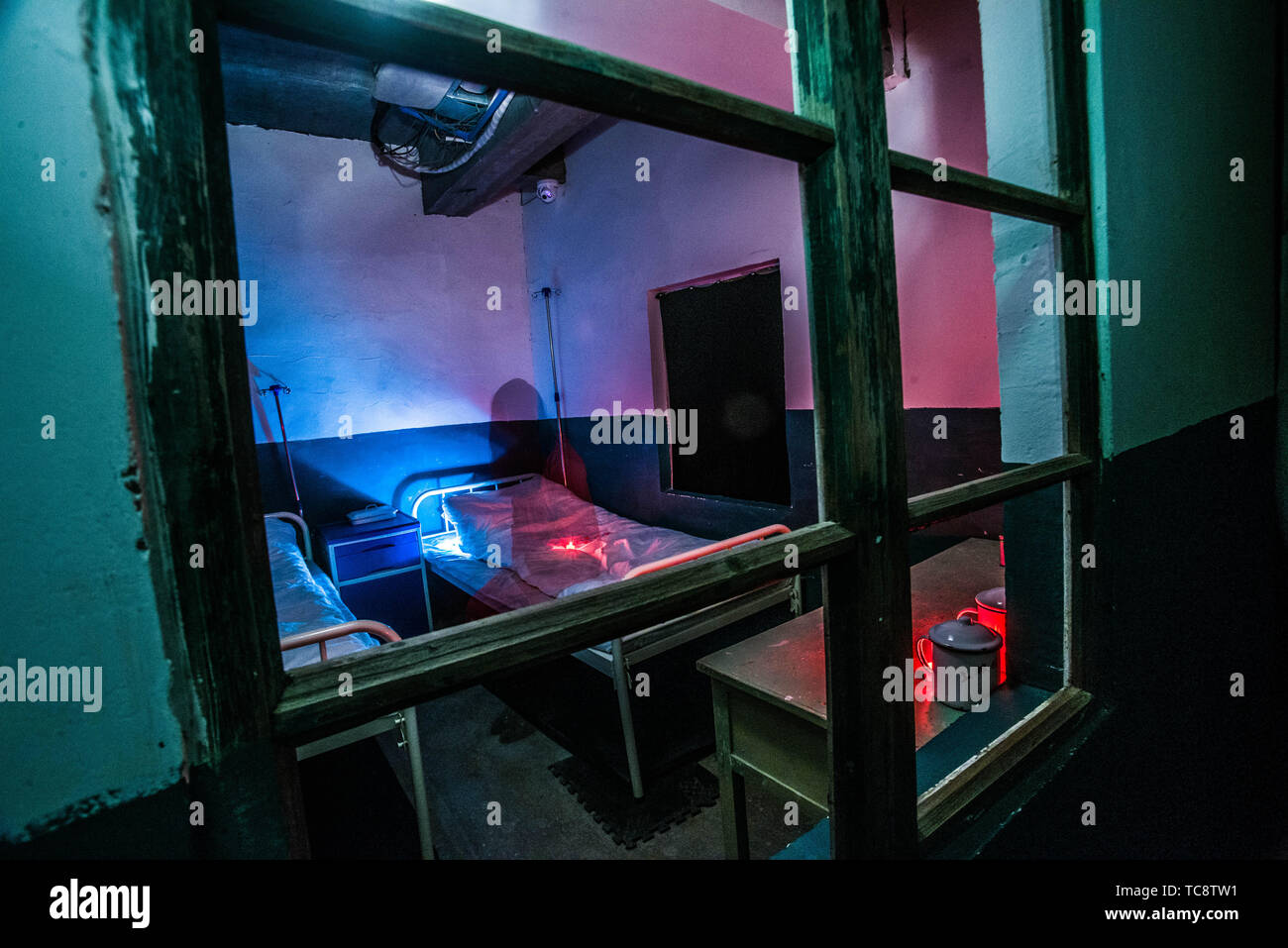 Horror haunted house, hospital-themed secret room escape Stock Photo ...