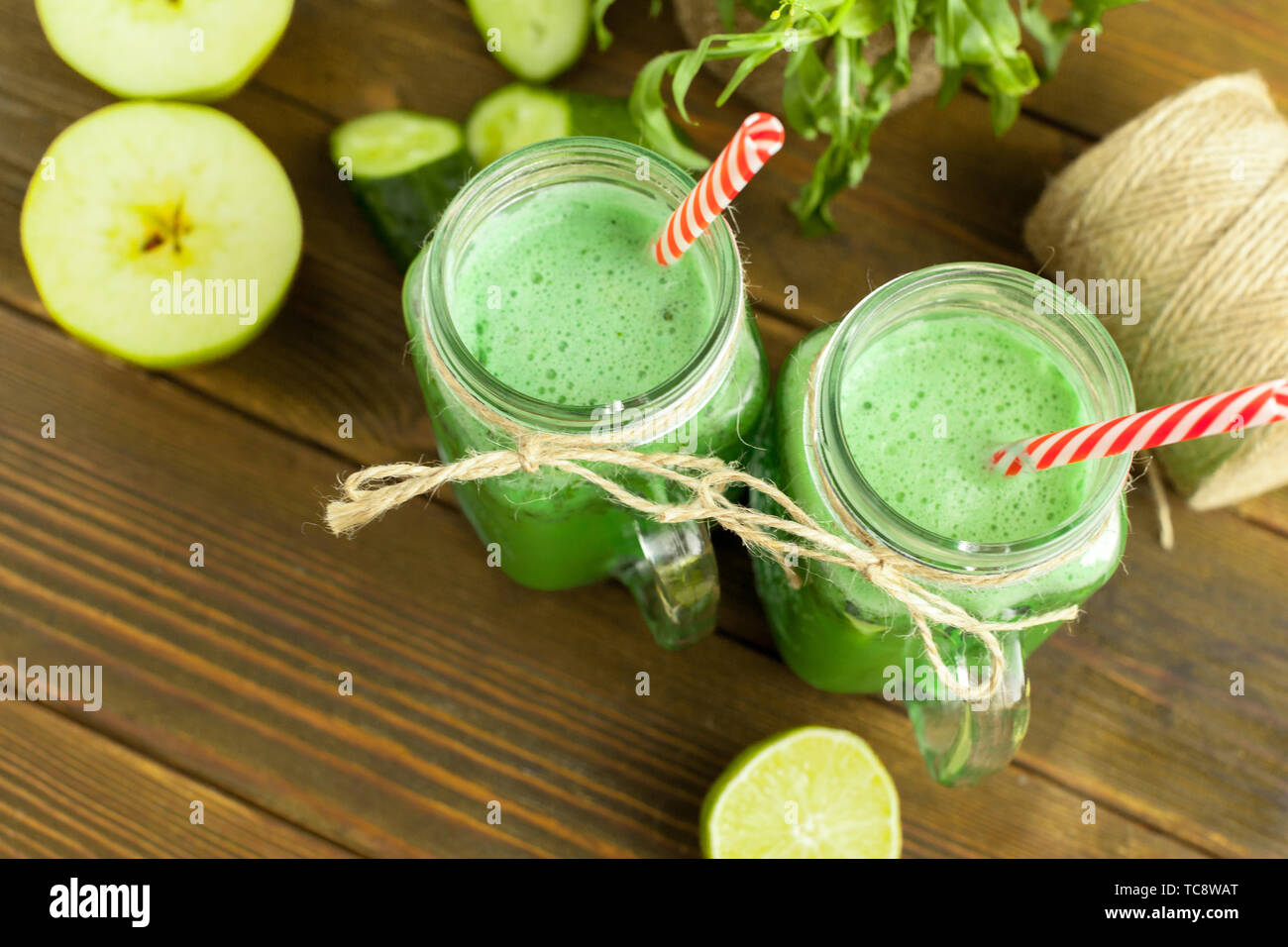 Fresh green smoothy drink Stock Photo - Alamy