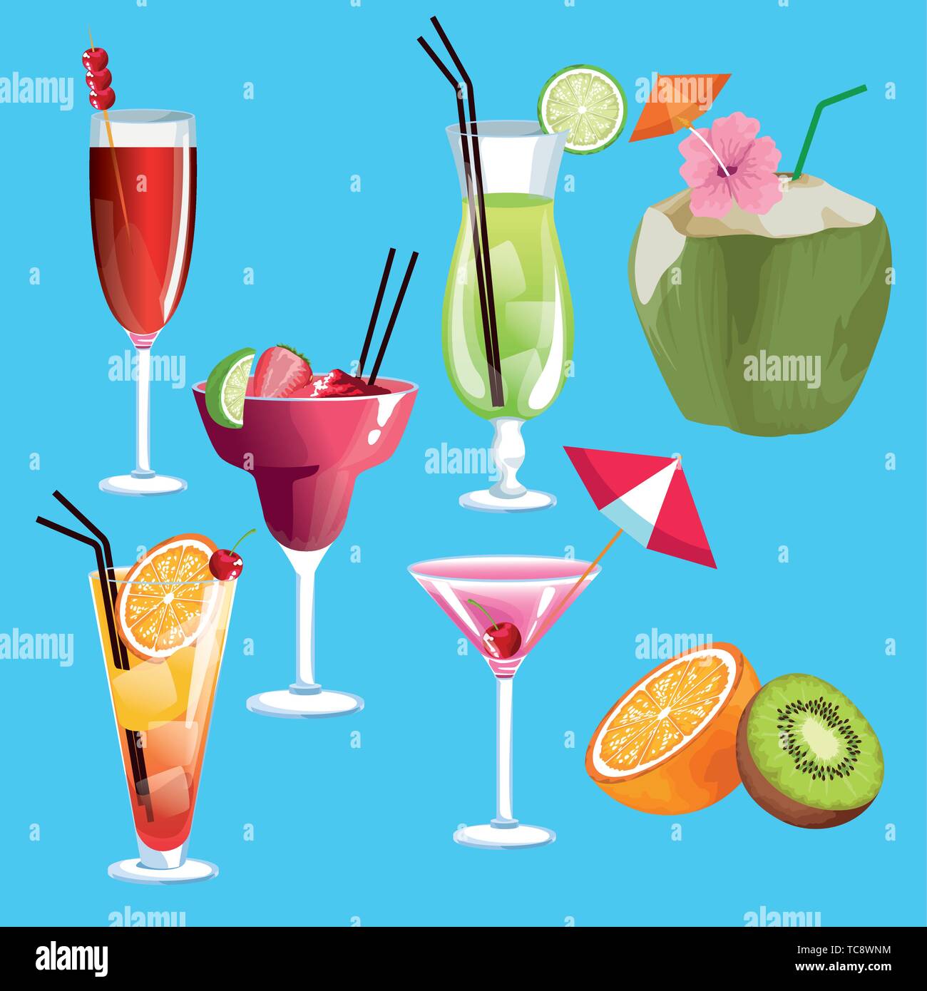 Fruits and cocktails Stock Vector Images - Alamy