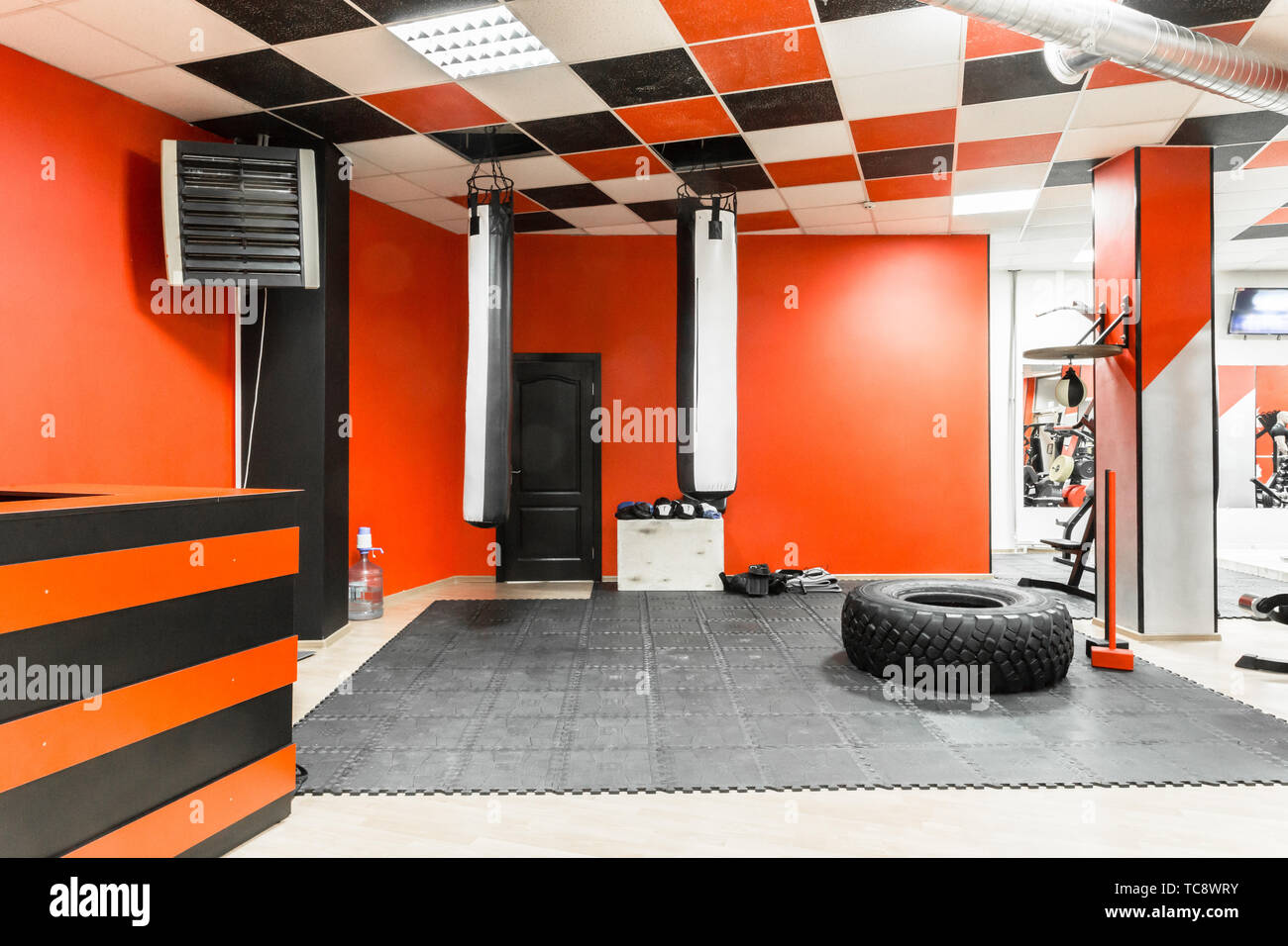 Gym interior with equipment Stock Photo - Alamy