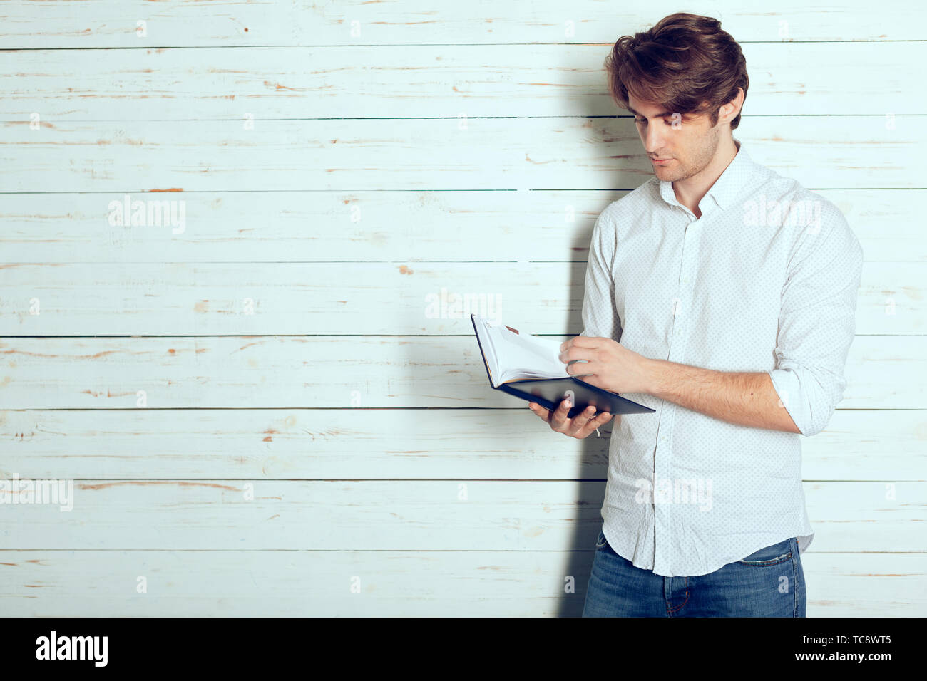 Writing man portrait Stock Photo - Alamy
