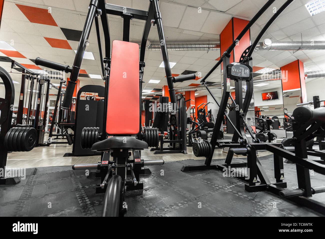 Gym interior with equipment Stock Photo - Alamy