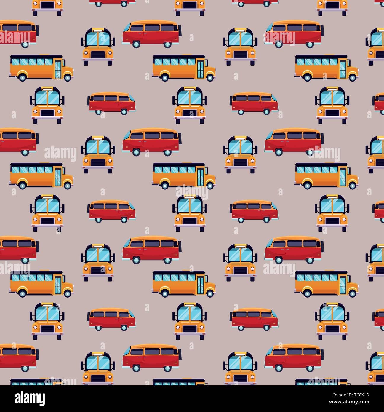 Bus and van cartoons pattern background Stock Vector Image & Art - Alamy