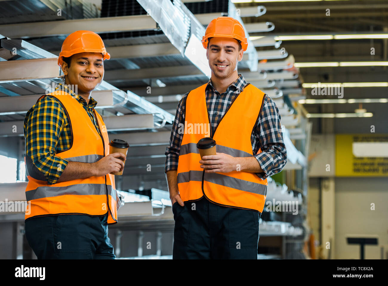 Construction workers hardhats multicultural hi-res stock photography ...