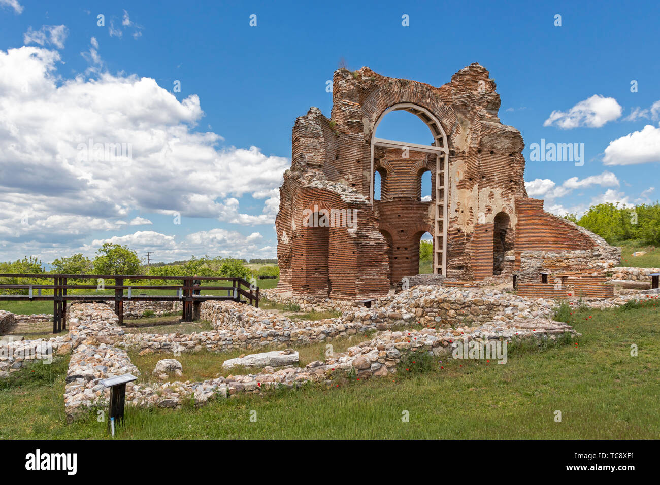 Ruins of early Byzantine Christian basilica know as The Red Church near ...