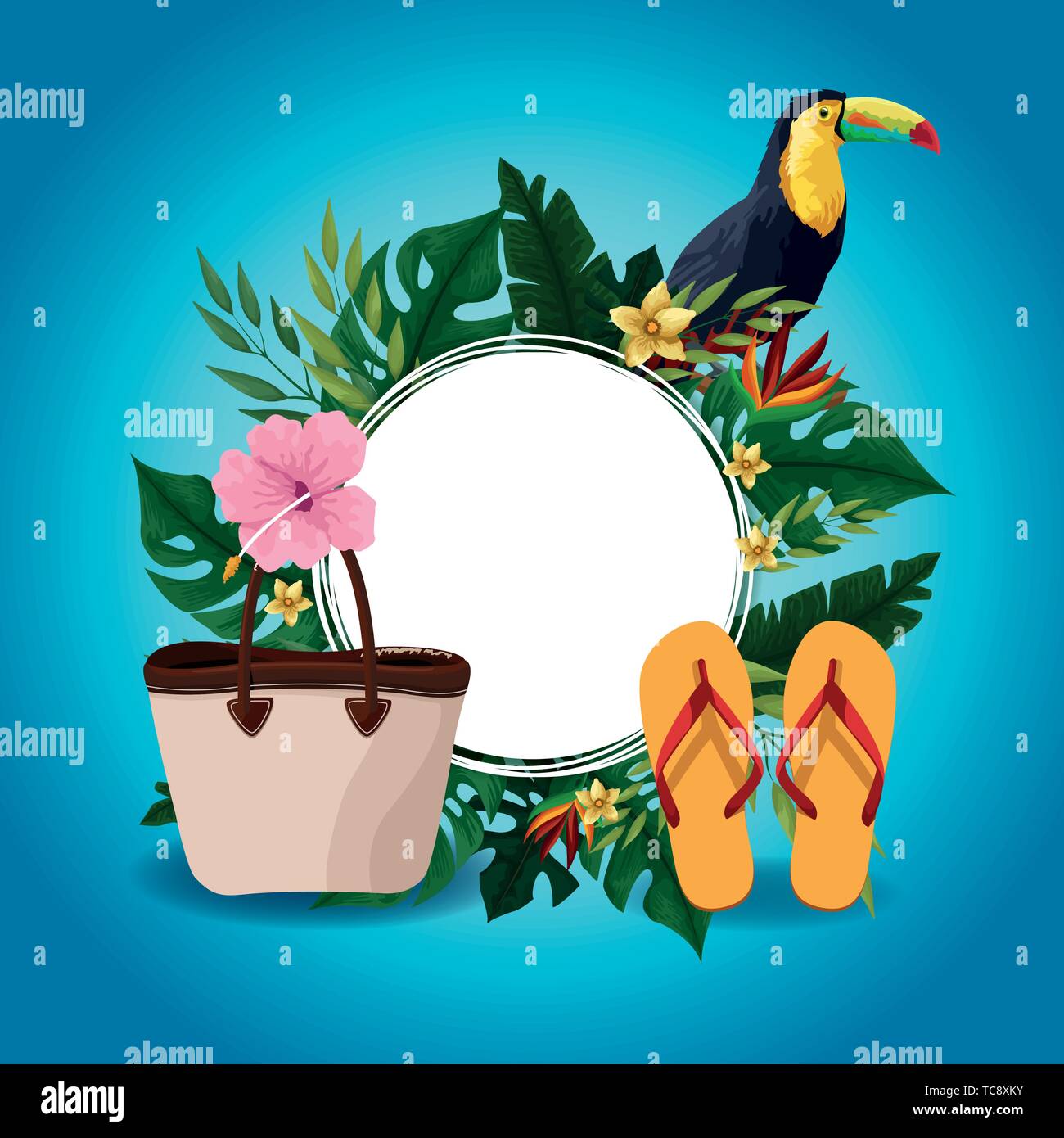 Summer round frame with cartoons Stock Vector Image & Art - Alamy