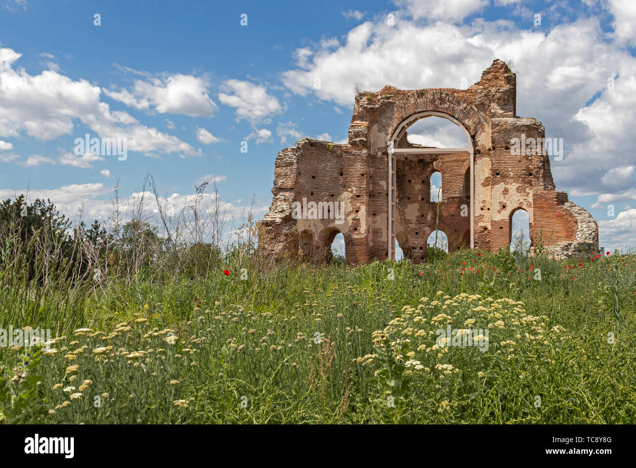 Ruins of early Byzantine Christian basilica know as The Red Church near ...