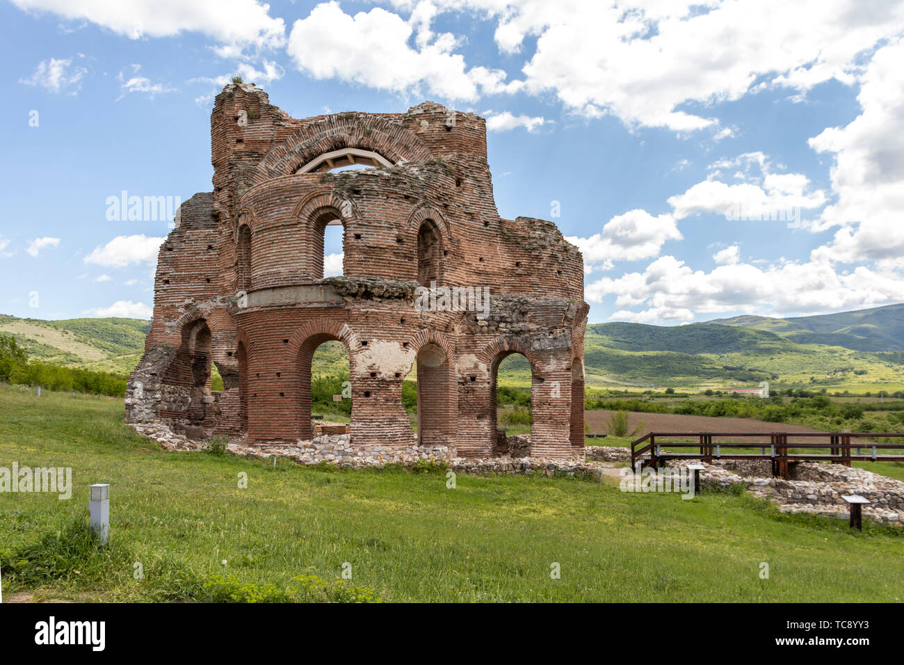 Ruins of early Byzantine Christian basilica know as The Red Church near ...