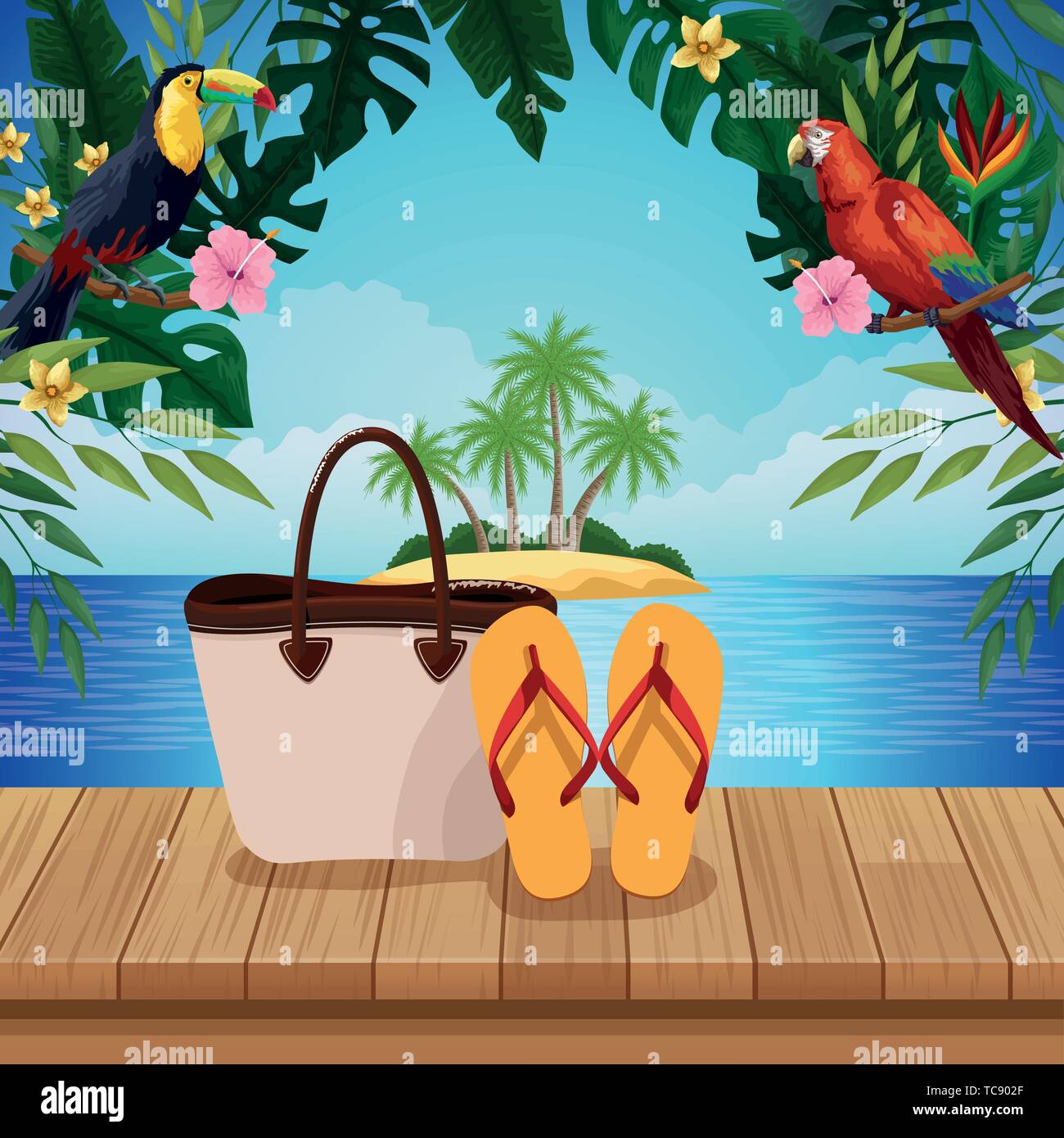 Summer beach and travel cartoons Stock Vector Image & Art - Alamy