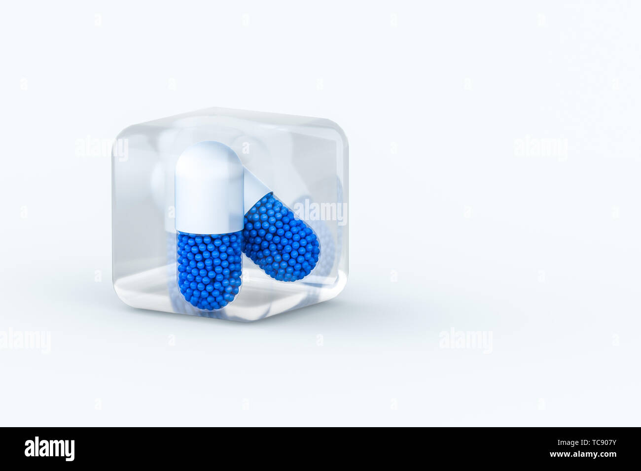 Blue granular capsule, 3-D rendering Stock Photo - Alamy