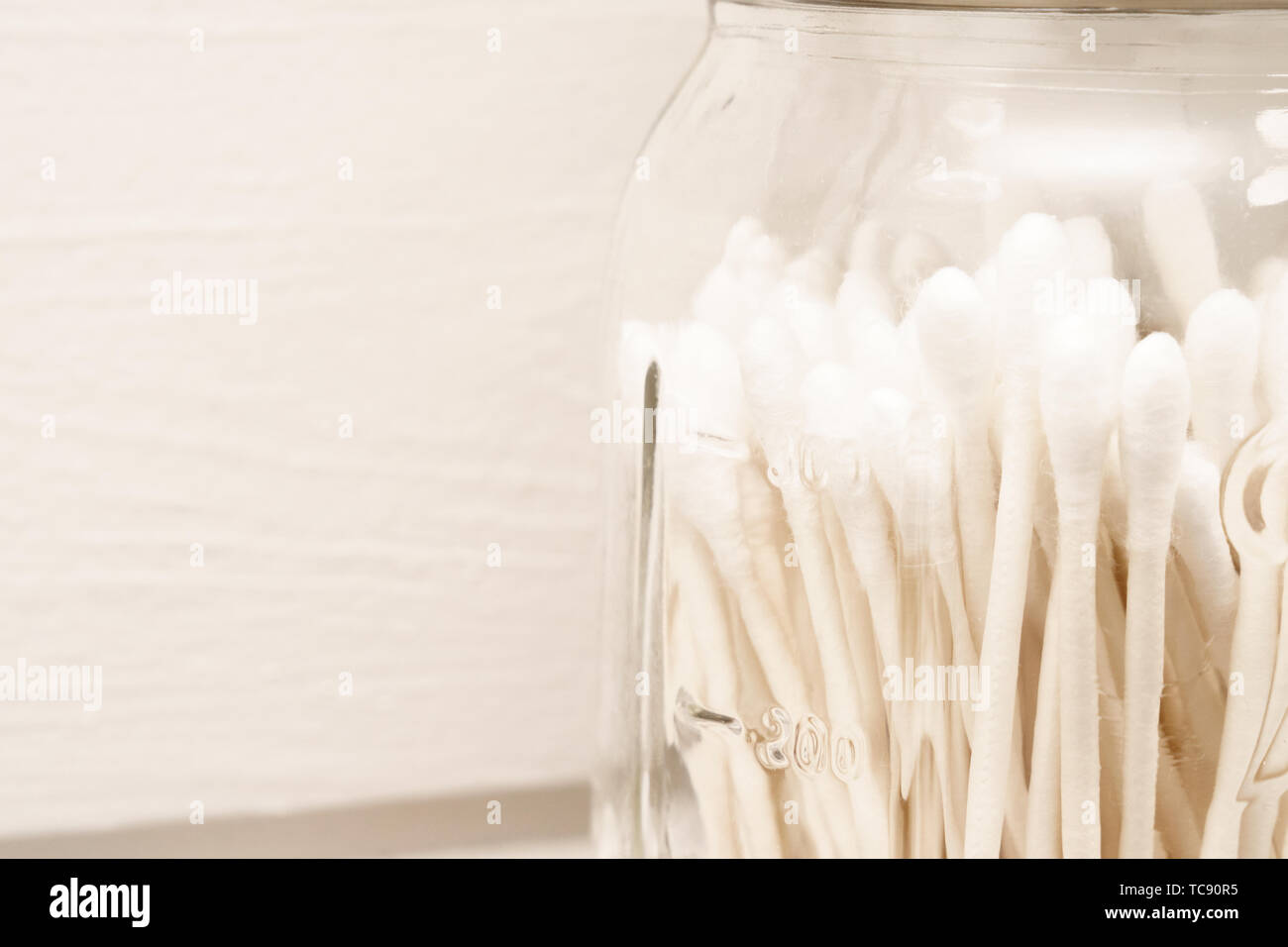 Ear swabs glass jar Stock Photo - Alamy