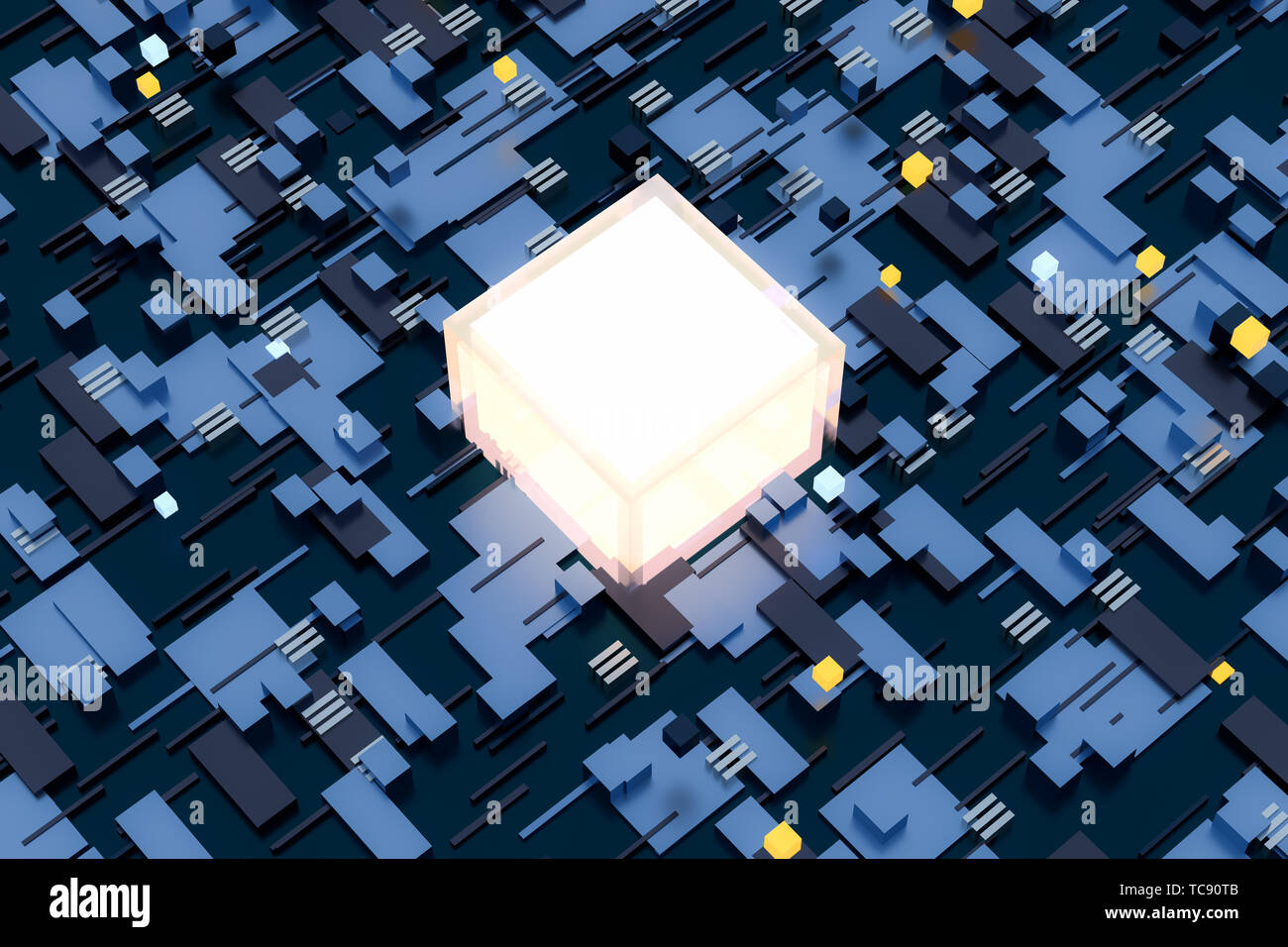 Three-dimensional rendering, technology sense square world Stock Photo ...