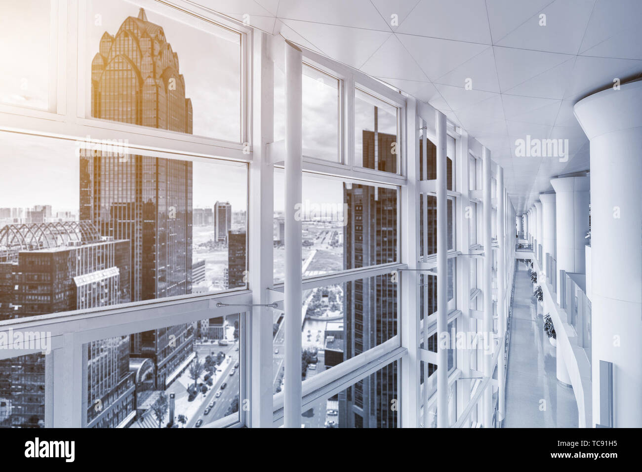 Modern building interior view window Stock Photo - Alamy