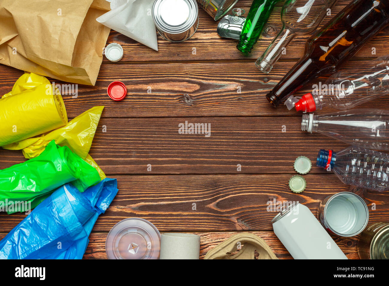 waste materials paper, plastic, polyethylene Stock Photo - Alamy