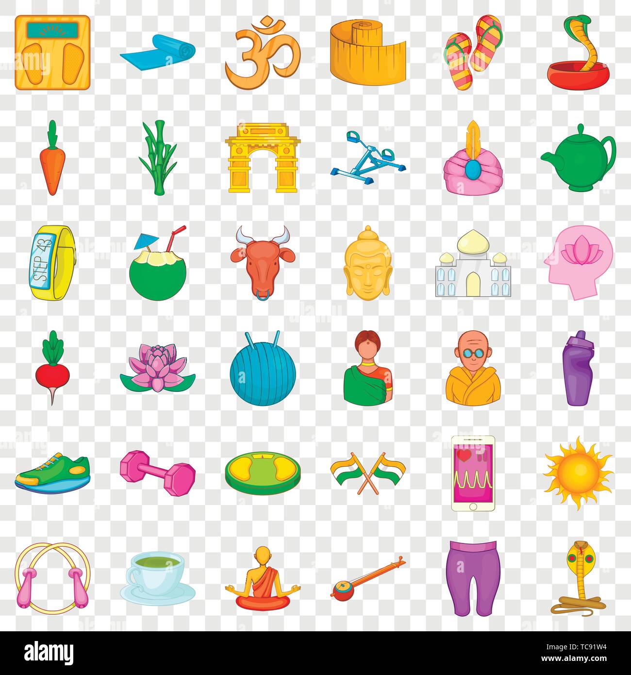 Lotus icons set, cartoon style Stock Vector Image & Art - Alamy