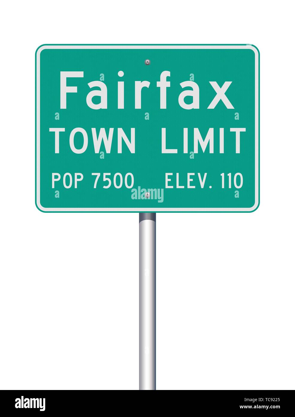 Vector illustration of the Fairfax Town Limit green road sign Stock ...