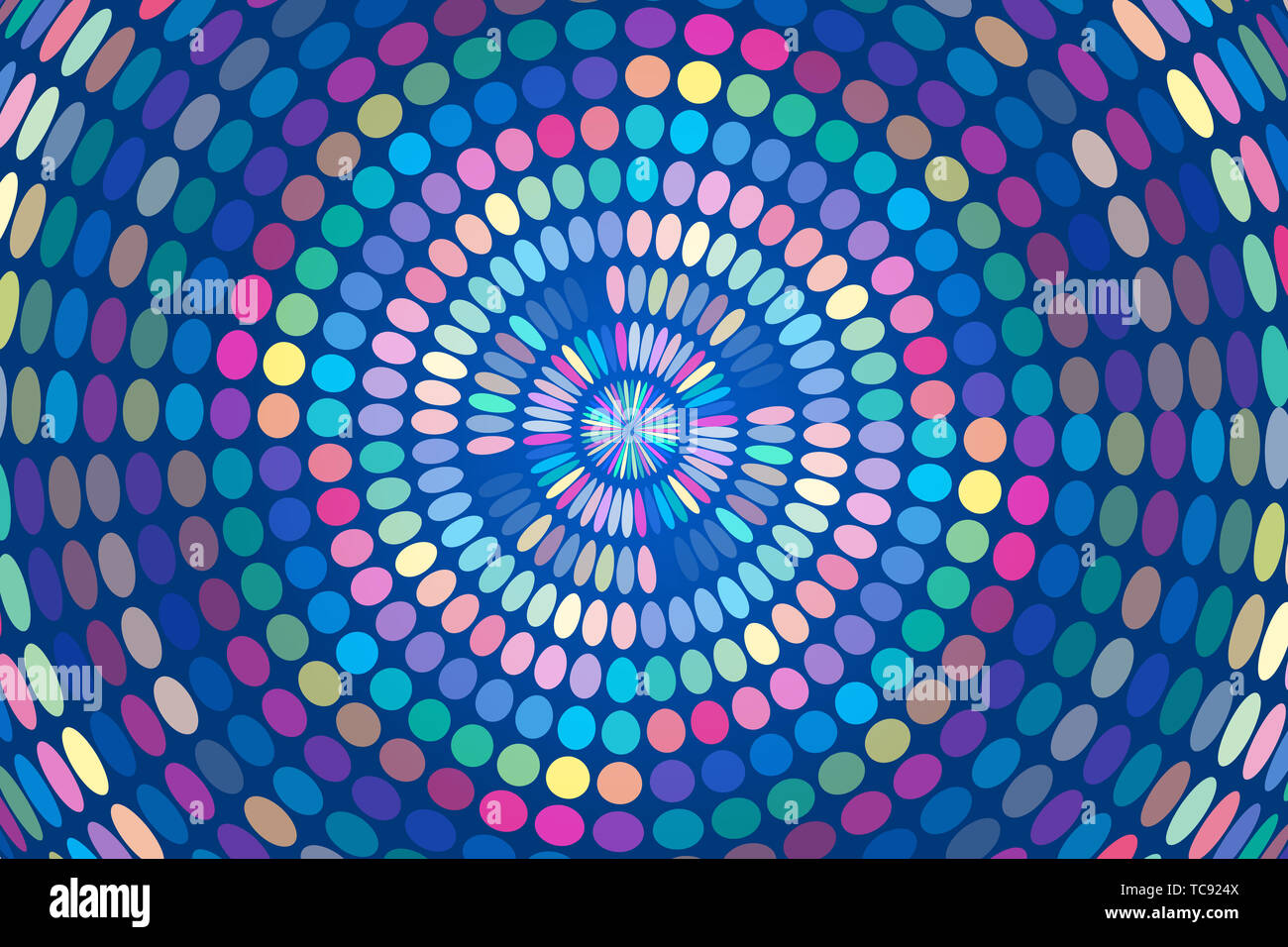 Color dots form rotating radial abstract background Stock Photo - Alamy