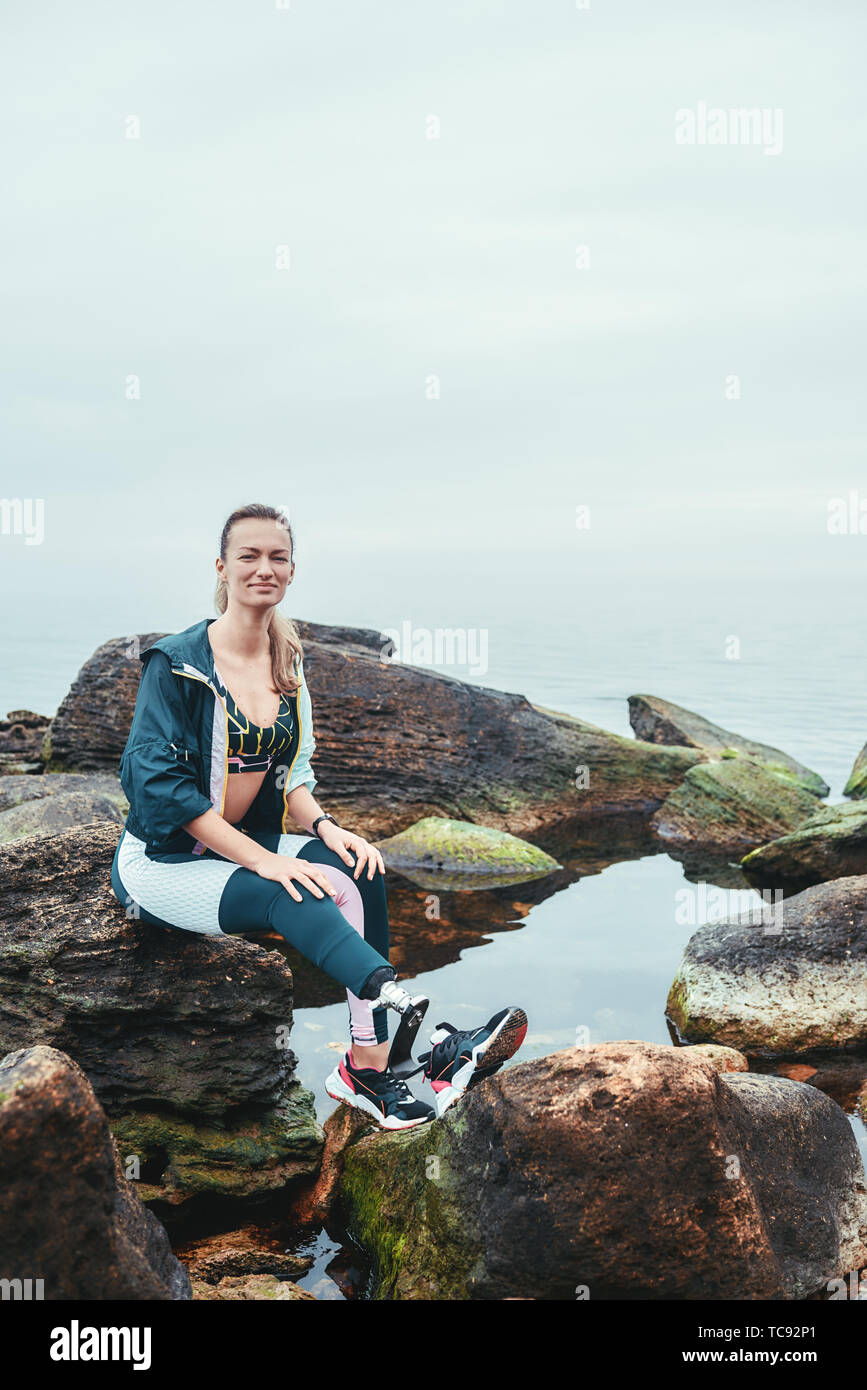 Disabled athlete resting on hi-res stock photography and images - Alamy