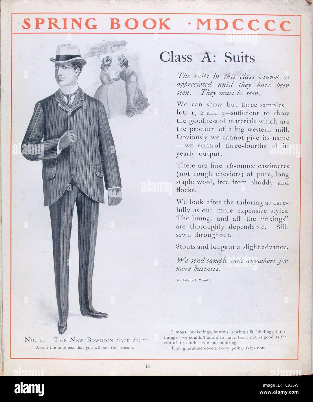 Class A: suits; No. 1. The new Bowdoin sack suit. B. Kuppenheimer & Co ...