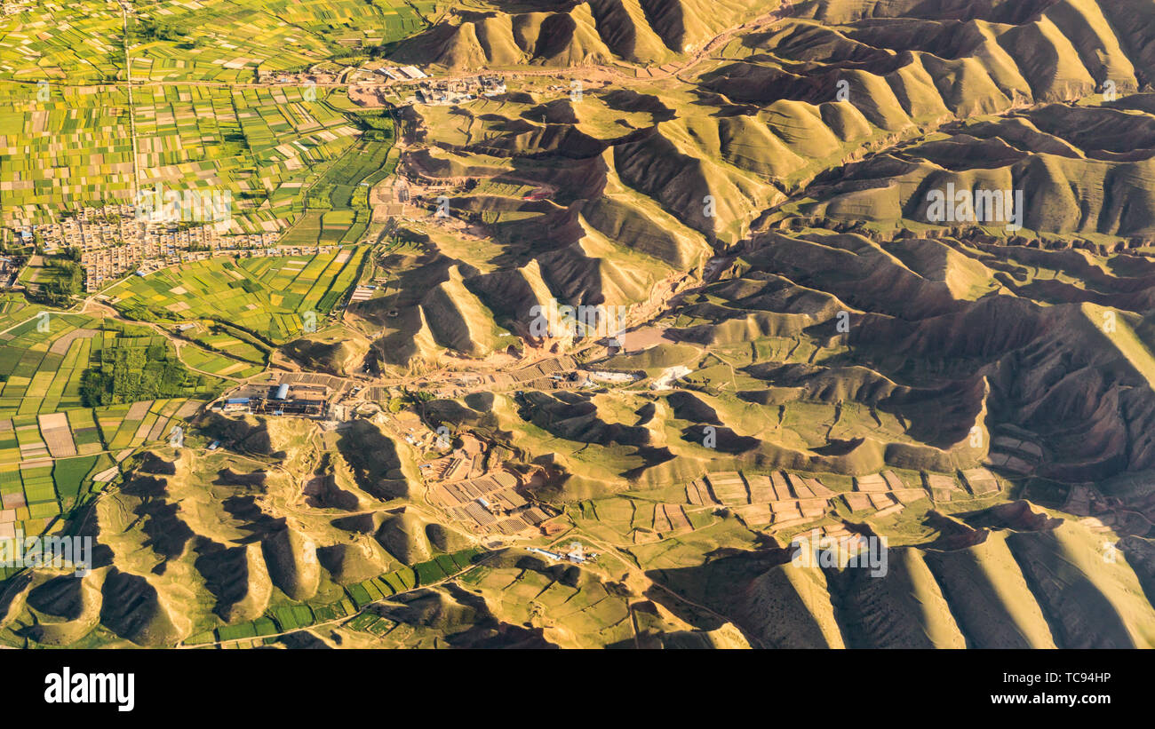 Aerial shot mountains, prairie roads Stock Photo - Alamy