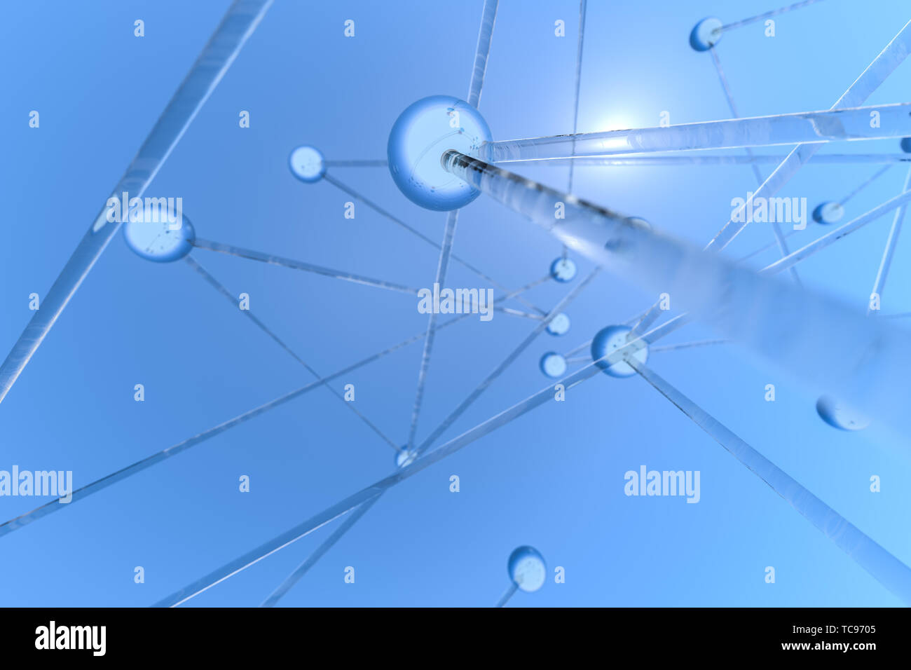 Circular nodes and line structures, three-dimensional rendering Stock ...