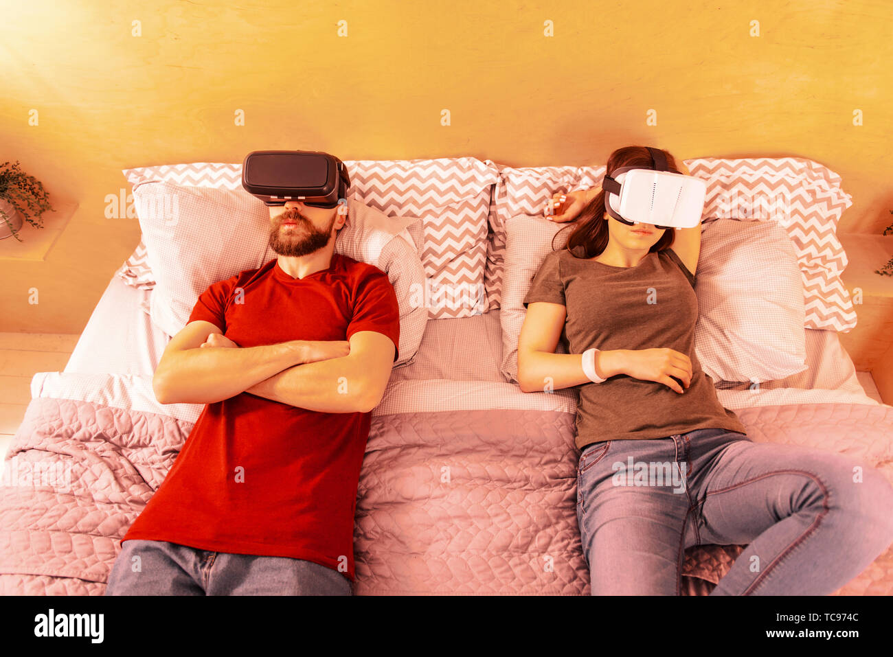 Positive couple spending a day together at home Stock Photo - Alamy