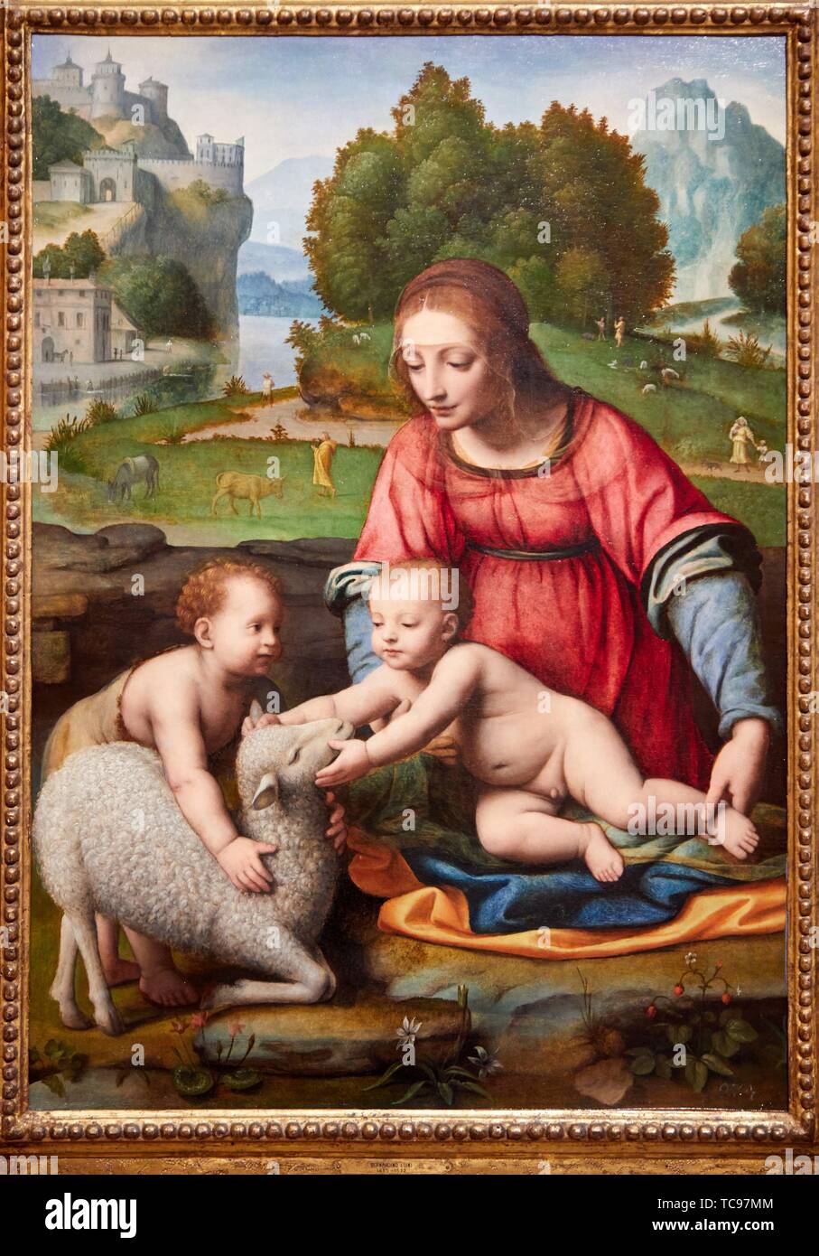 The virgin and child with the infant saint john the hi-res stock ...