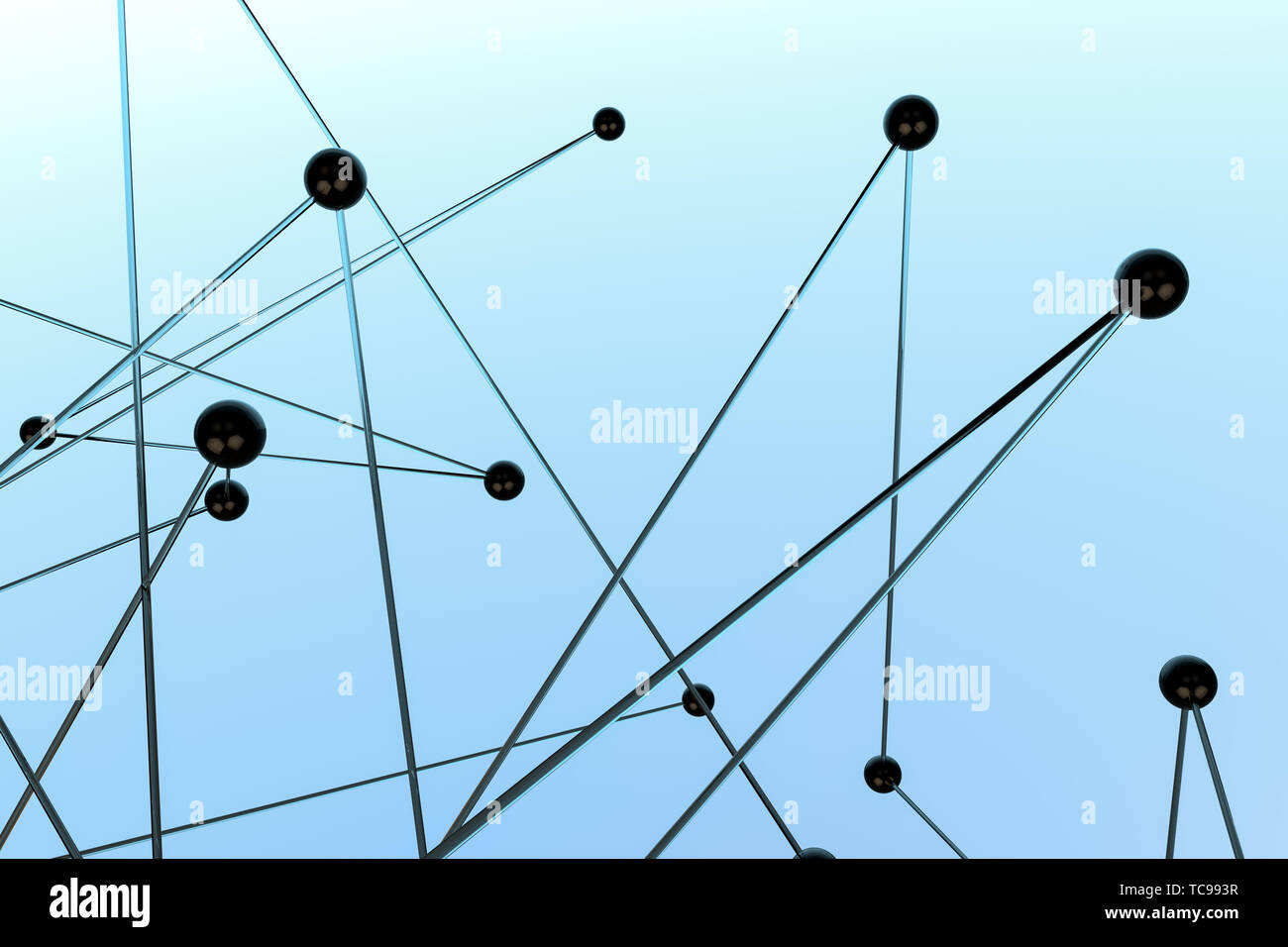 Circular nodes and line structures, three-dimensional rendering Stock ...