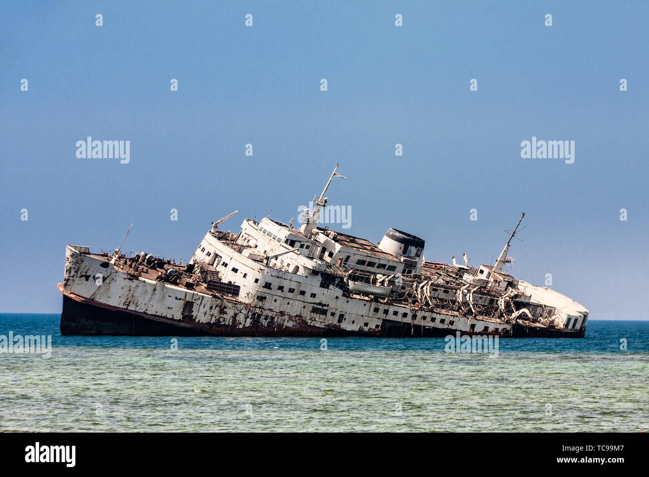 The shipwreck on the Shoaiba Beach near Jeddah, Saudi Arabia Stock ...