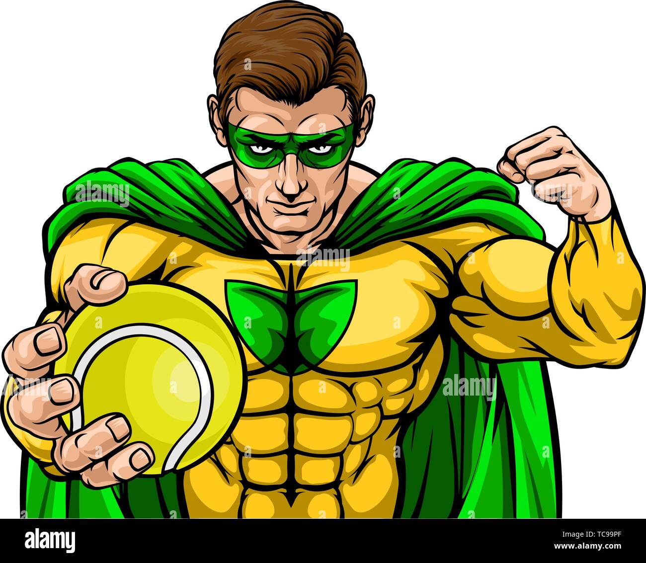 Superhero Holding Tennis Ball Sports Mascot Stock Vector Image & Art ...