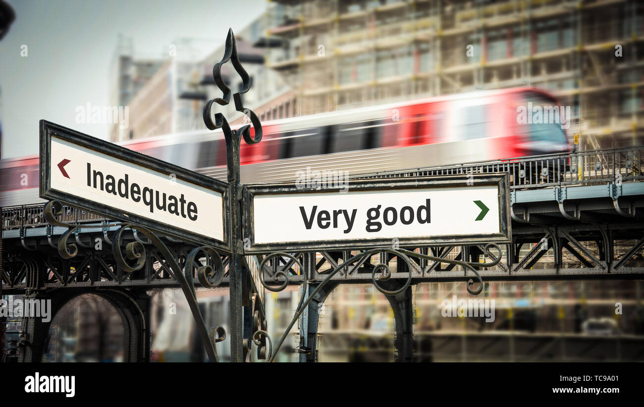 Street Sign the Direction Way to Very good versus Inadequate Stock ...