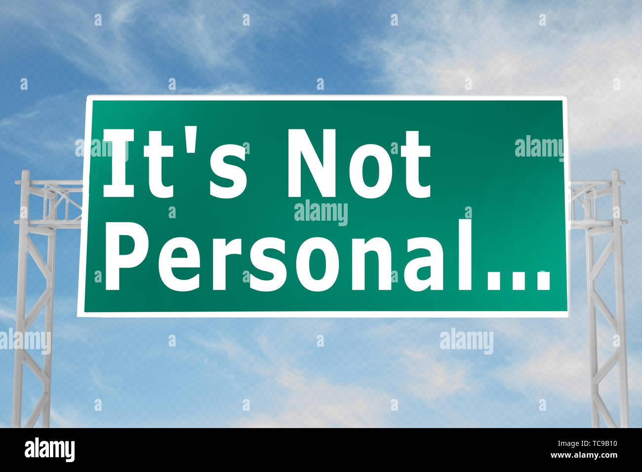 3D illustration of It's Not Personalâ€¦ script on road sign Stock Photo ...