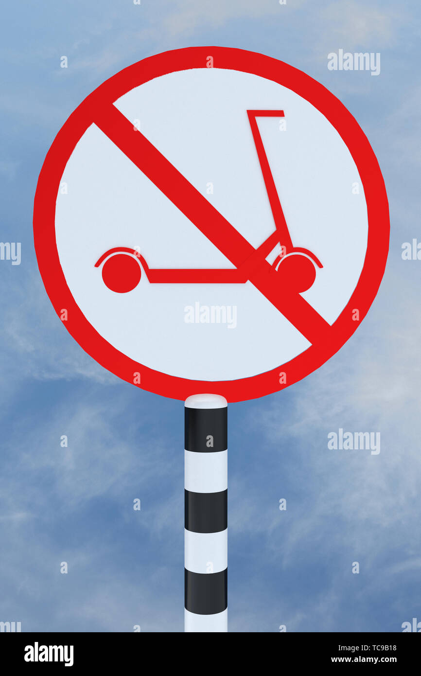 3D illustration of No Entrance for Scooter road sign Stock Photo - Alamy