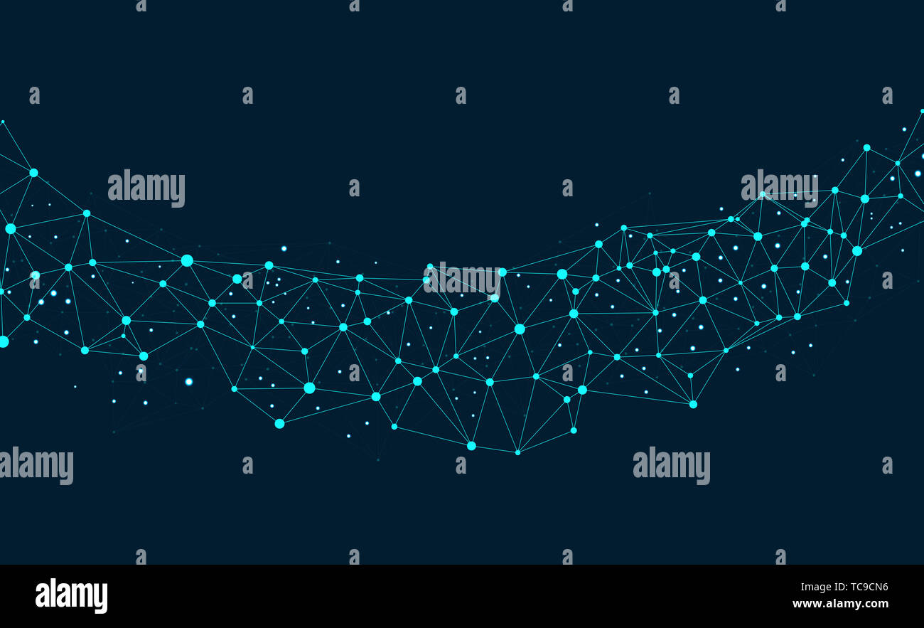 Interconnected dot wire material with a sense of technology. Big data ...