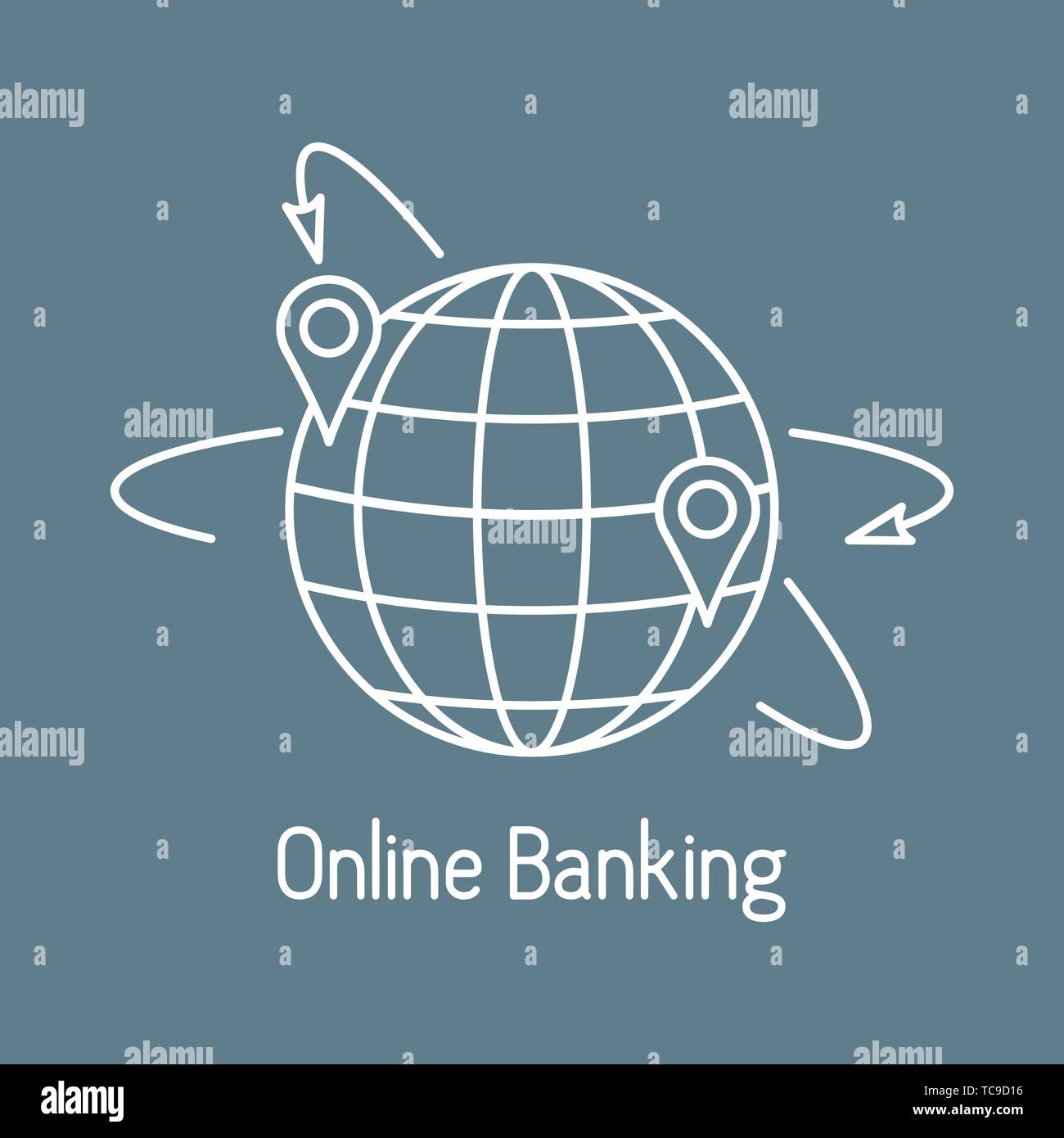 Vector illustration with arrows around planet earth with location ...